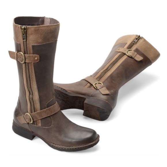 Born | Shoes | Born Kendall Phard Taupe Brown Leather Tall Biker Riding ...
